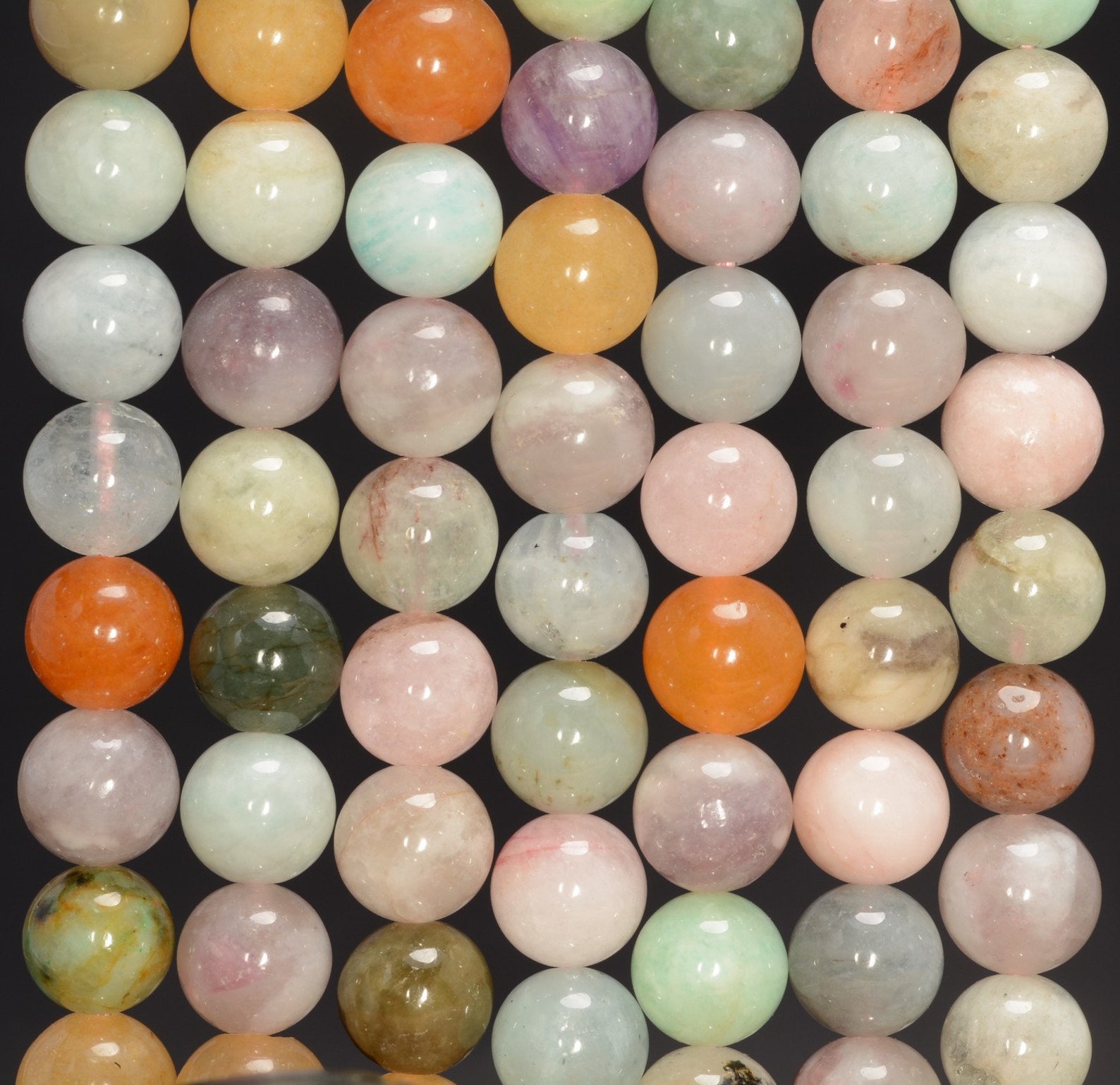 8MM Genuine Multi Stone Gemstone Round Beads 16 Inch Full Strand BULK ...