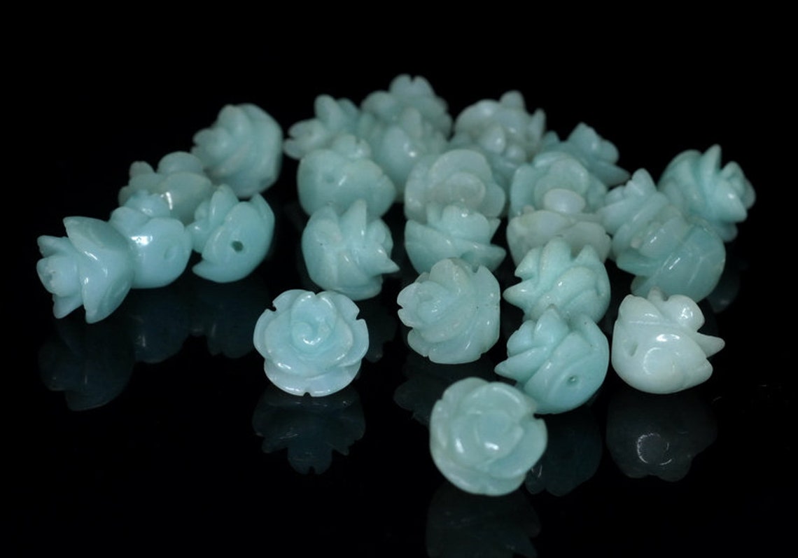 8MM Amazonite Gemstone Carved Flower Beads BULK LOT - Etsy