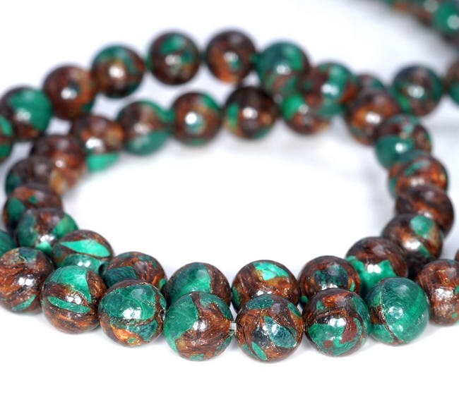 4mm Copper Bronze Malachite Gemstone Grade AAA Round Loose Beads 15.5 ...