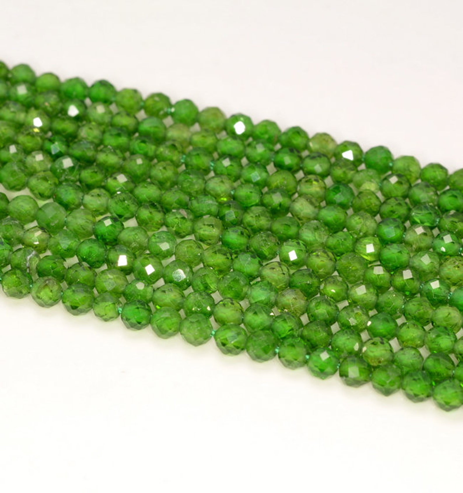 3-4mm Genuine Chrome Diopside Gemstone Grade AAA Green Micro Faceted ...