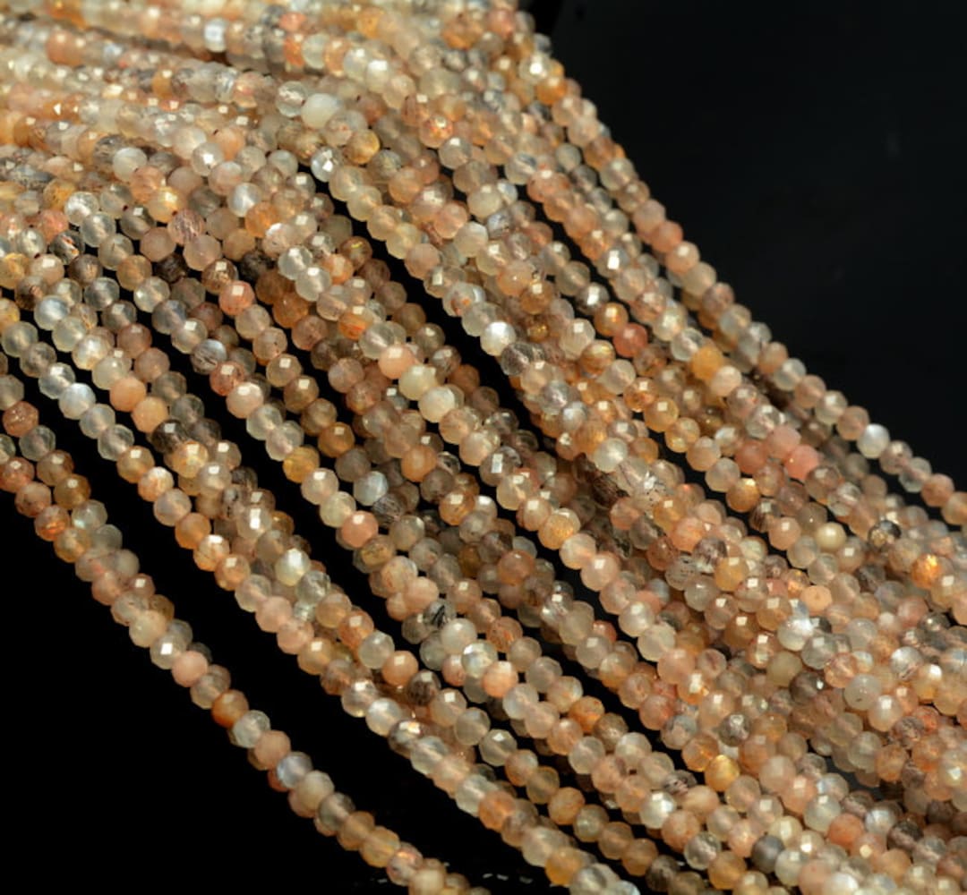 3x2mm Multi Color Sunstone Gemstone Grade AAA Micro Faceted Rondelle ...