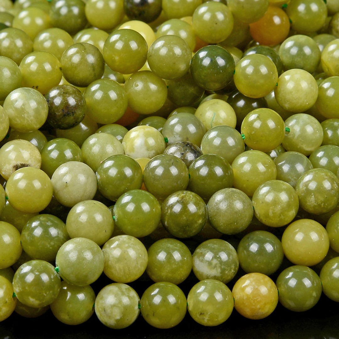 Natural Olive Peridot Jade Gemstone Grade AAA Round 4mm 6mm 8mm 10mm ...
