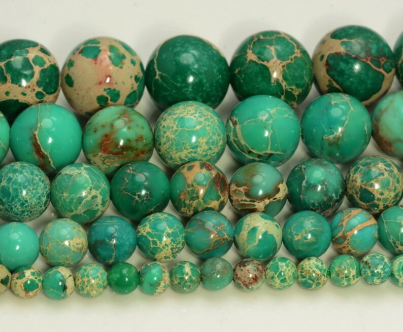 Green Sea Sediment Imperial Jasper Gemstone 4mm 6mm 8mm 10mm Round ...