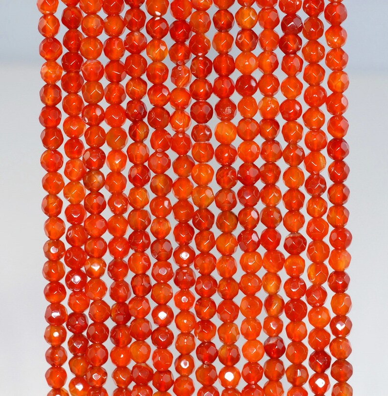 4mm Agate Gemstone Red Faceted Round Loose Beads 15 Inch Full Strand ...