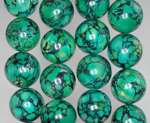 14mm Green Turquoise Gemstone Round 14mm Loose Beads 16 Inch - Etsy