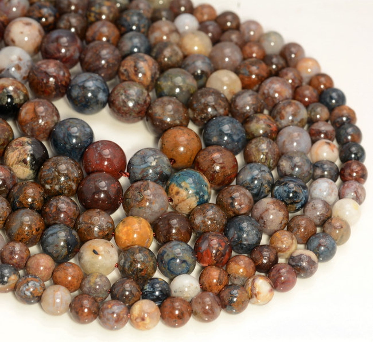 Genuine African Pietersite Gemstone Grade AA Blue Brown Red 6mm 8mm ...