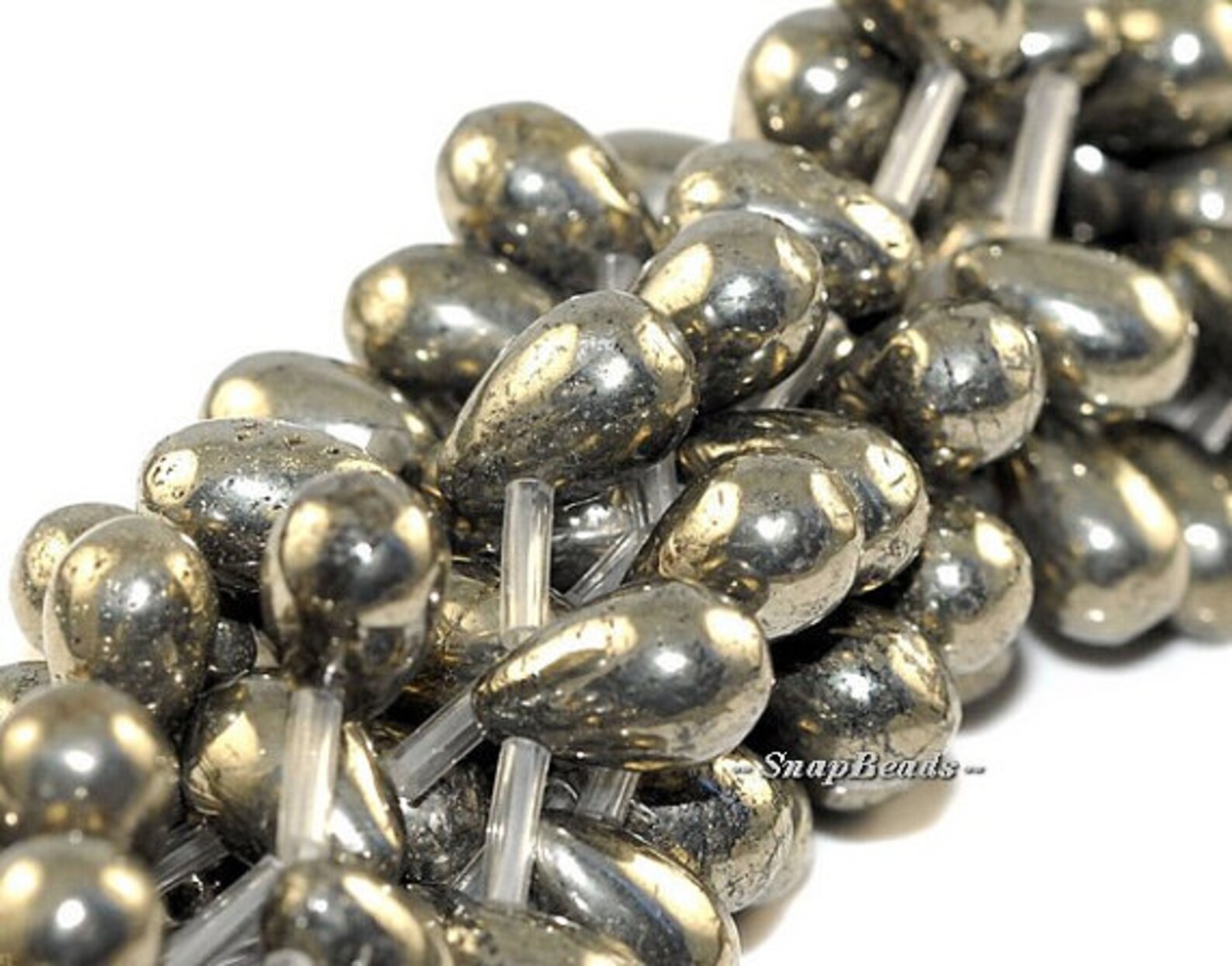 12X8MM Iron Pyrite Gemstones Top Drilled Smooth Teardrop - Etsy