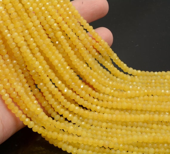 FREE USA Ship 4x3mm Honey Yellow Jade Gemstone Faceted | Etsy