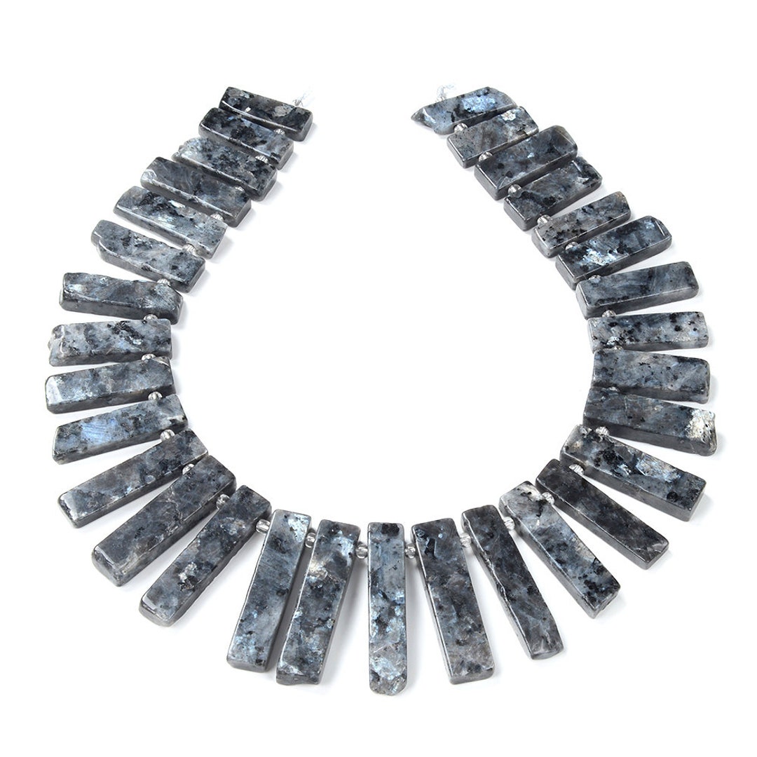 47X10-24X10MM Natural Larvikite Gemstone Gradated Slice Stick Points ...