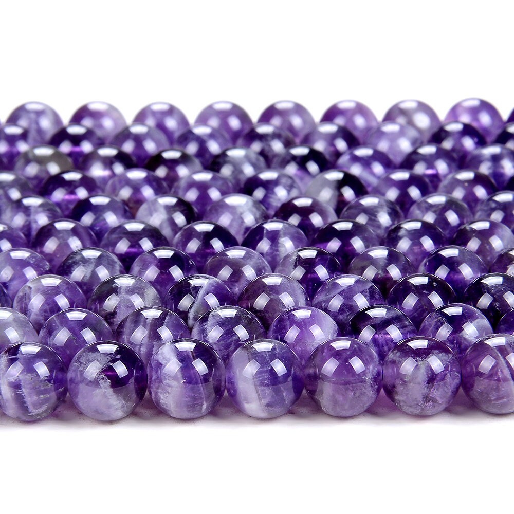 Dogtooth Chevron Amethyst Gemstone Round 6MM 8MM 10MM Loose Beads BULK ...