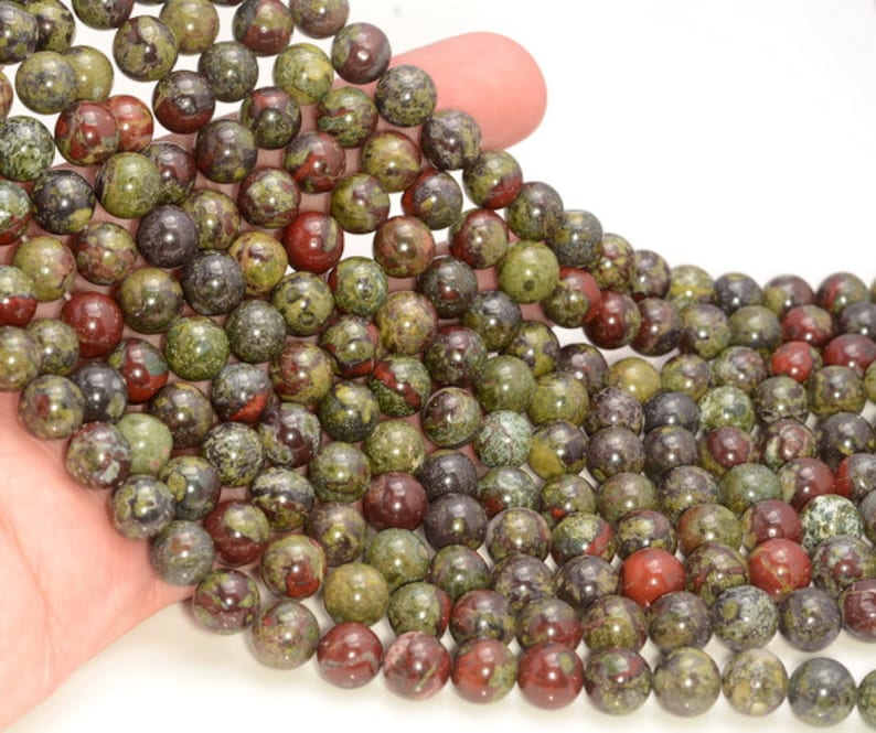 8mm Rainforest Jasper Gemstone Green Red Round Loose Beads - Etsy