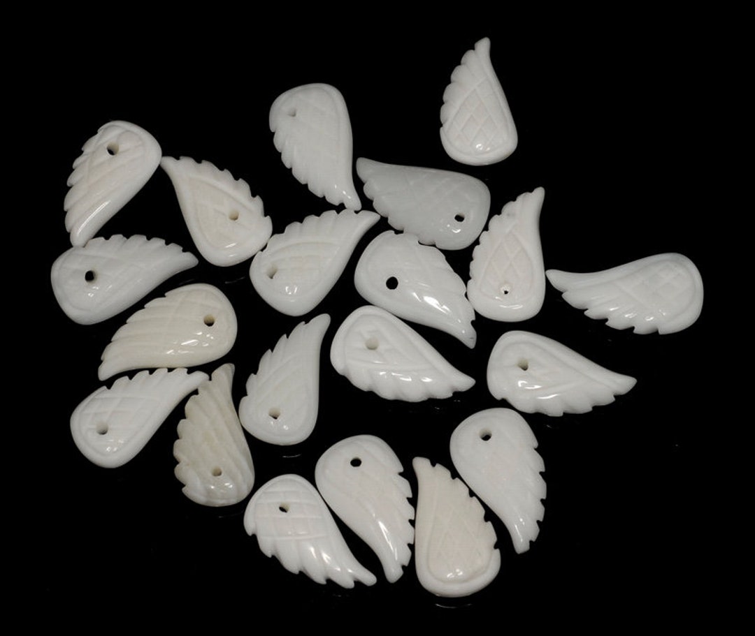 10X6MM White Stone Gemstone Carved Angel Wing Beads BULK LOT 2,6,12,24 ...