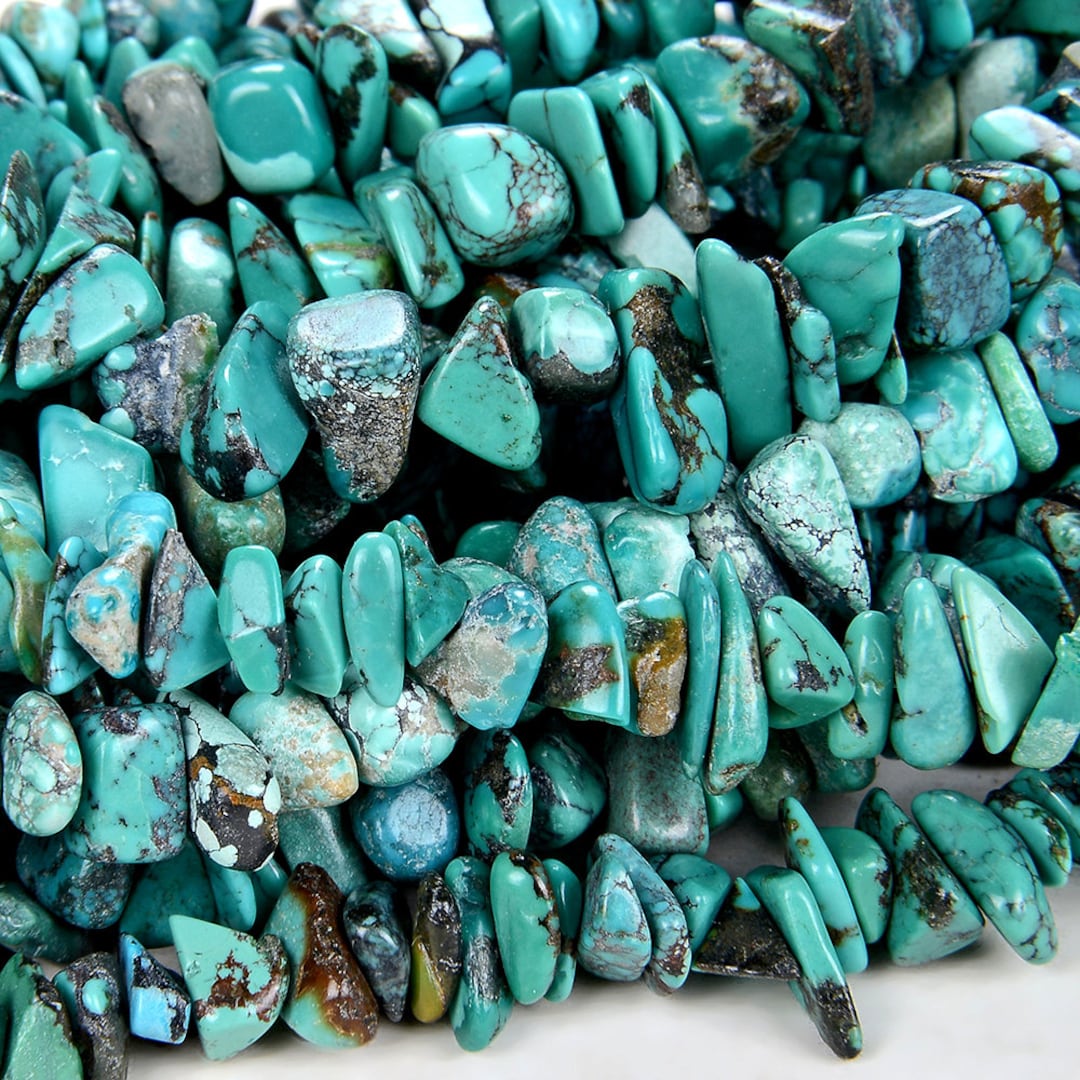 100% Natural Genuine Turquoise Blue Gemstone Pebble Nugget Chip 6-9MM ...