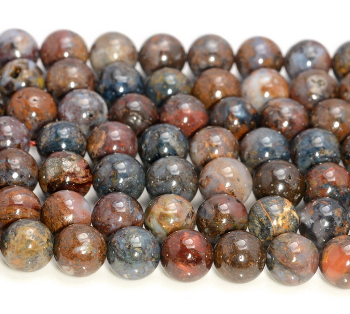 Genuine African Pietersite Gemstone Grade AA Blue Brown Red 6mm 8mm ...