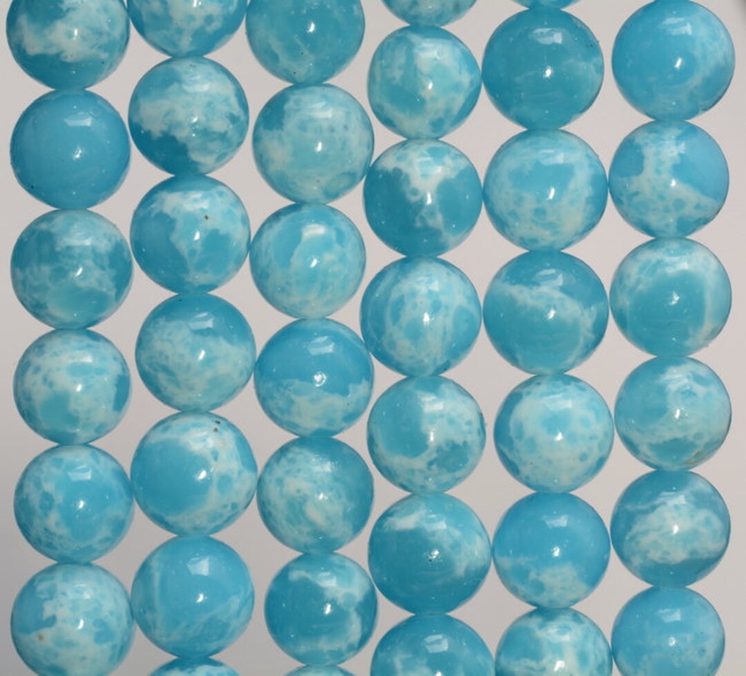 Larimar Quartz Gemstone Synthetic Larimar Grade AAA Sky Blue 4mm 6mm ...