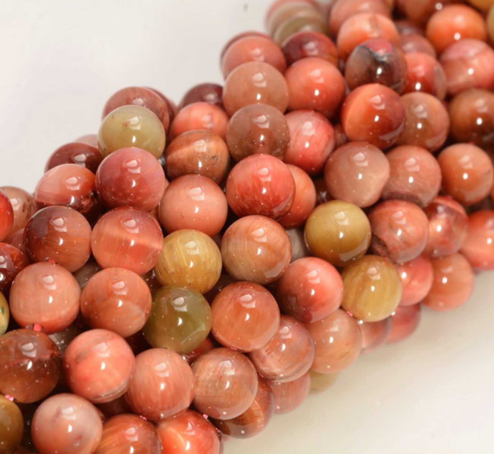 Orange Red Tiger Eye Gemstone 4mm 6mm 8mm 10mm Round Loose Beads 15 ...