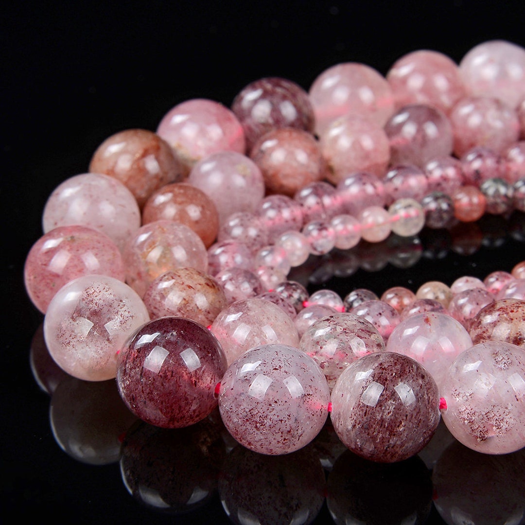 Natural Strawberry Quartz Gemstone Grade AA Round 4MM 5MM 6MM 8MM 10MM ...