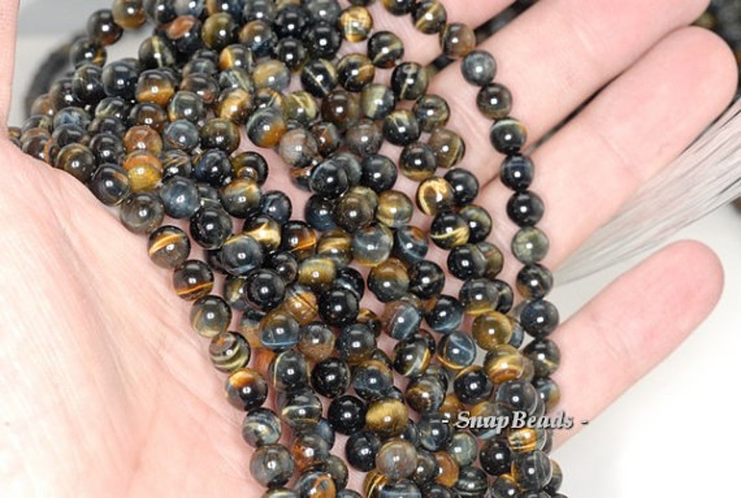 6mm Twilight Blue Tiger Eye Gemstone A Blue Yellow Chatoyant Round ...
