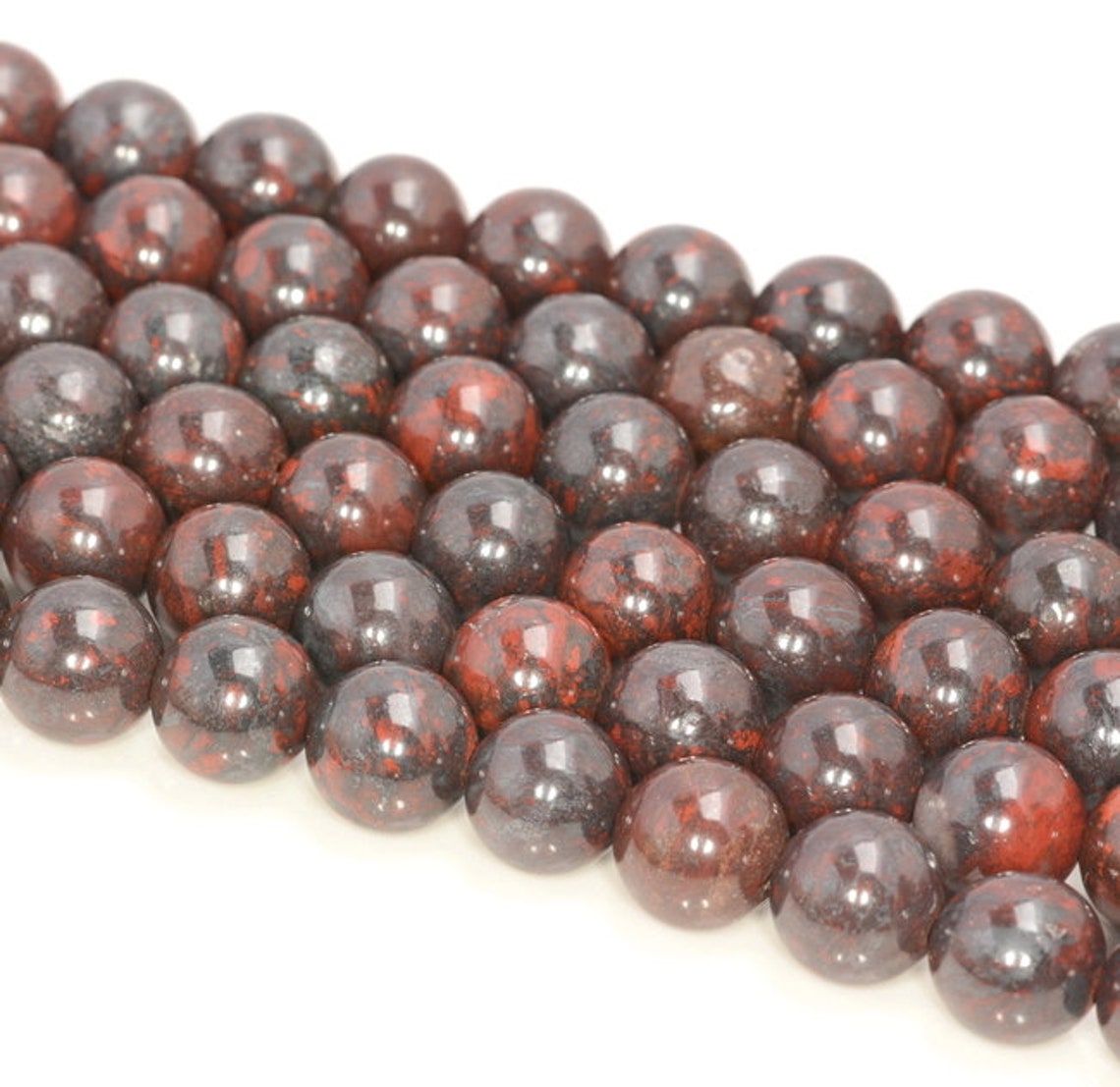 Genuine Natural Dark Red Breccia Jasper Gemstone Grade Aa Round 4mm 6mm ...