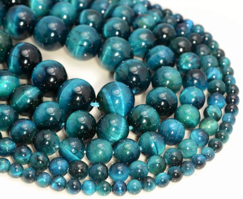 Blue Green Tiger Eye Gemstone Hawk Eye Grade AAA 4mm 6mm 8mm - Etsy
