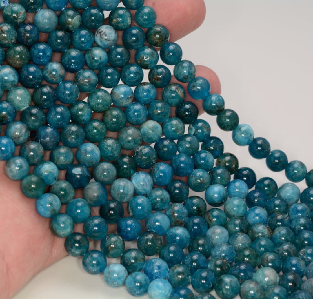 8MM Apatite Gemstone Grade AA Deep Blue Round 8MM Loose Beads 15.5 Inch ...