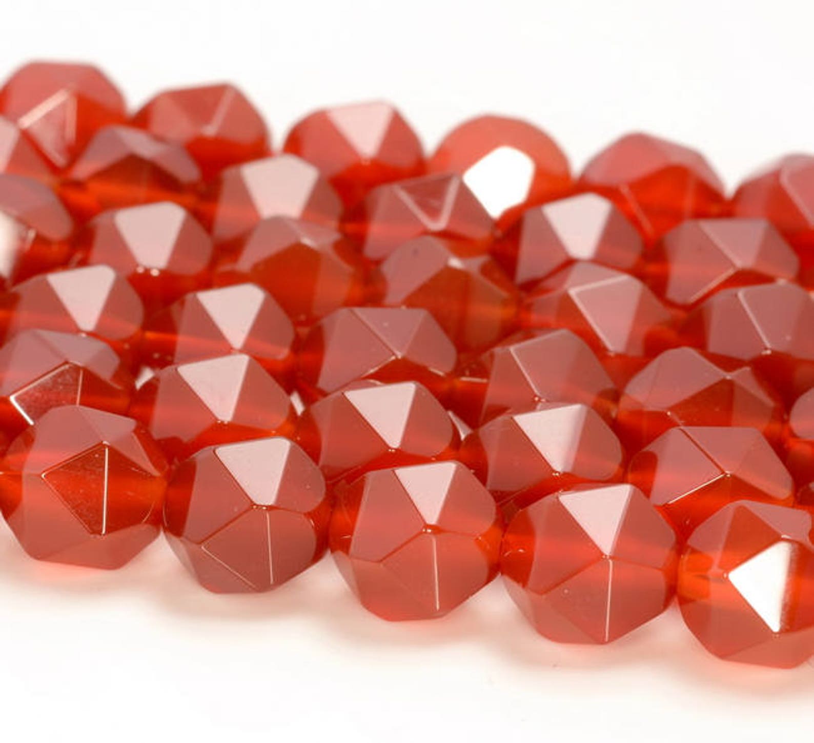 10MM Red Agate Beads Star Cut Faceted Grade AAA Genuine - Etsy