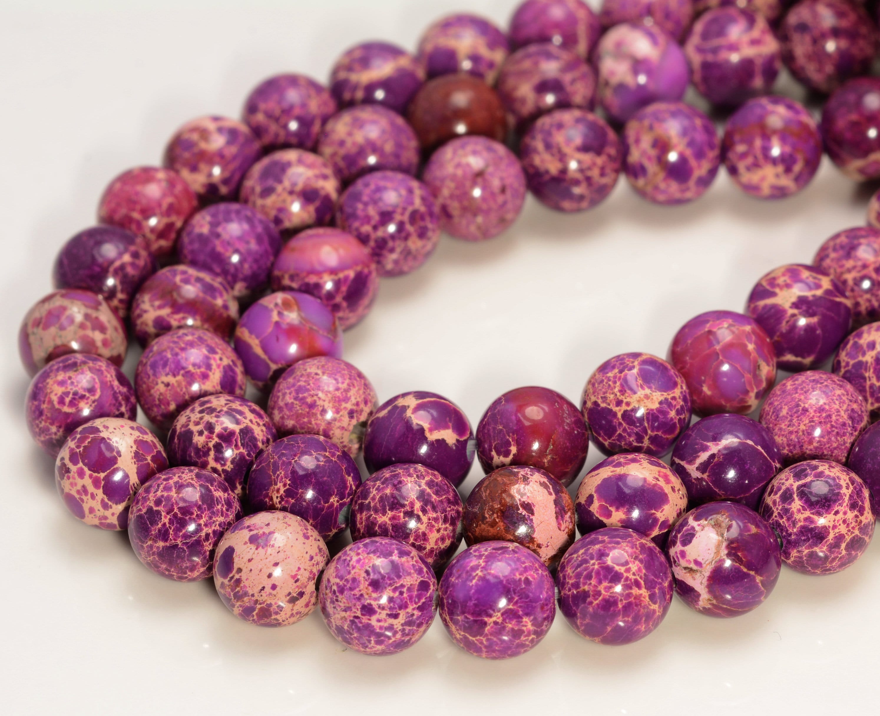 8mm Sea Sediment Imperial Jasper Purple Gemstone Round 8mm Loose Beads ...