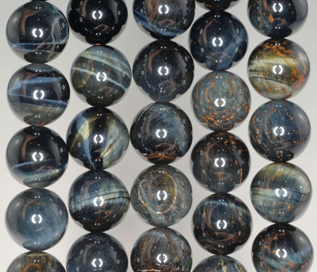 12mm Blue Tiger Eye Gemstone Hawk Eye Grade A Round Loose Beads 15.5 ...