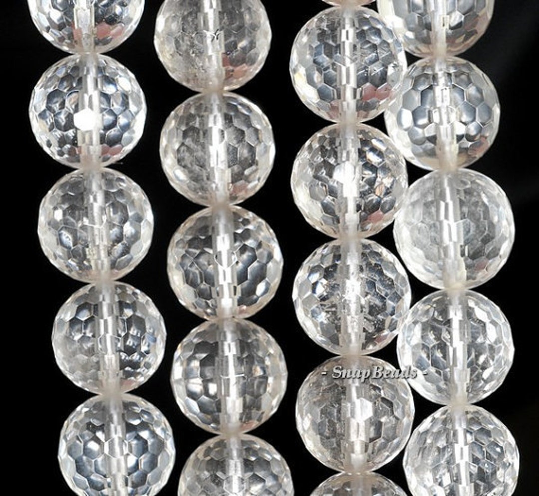 12mm Rock Crystal Gemstone Grade B Faceted Round Loose Beads 7.5 Inch ...