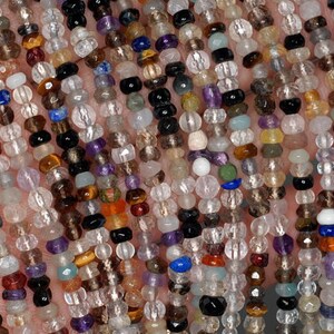 4x3-4x5mm Gala Mix Quartz Gemstone Smooth Faceted Rondelle Loose Beads ...