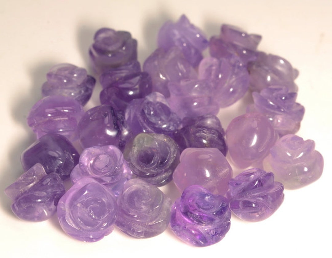8MM Lavender Amethyst Gemstone Carved Flower Beads BULK LOT 5,10,20,30 ...