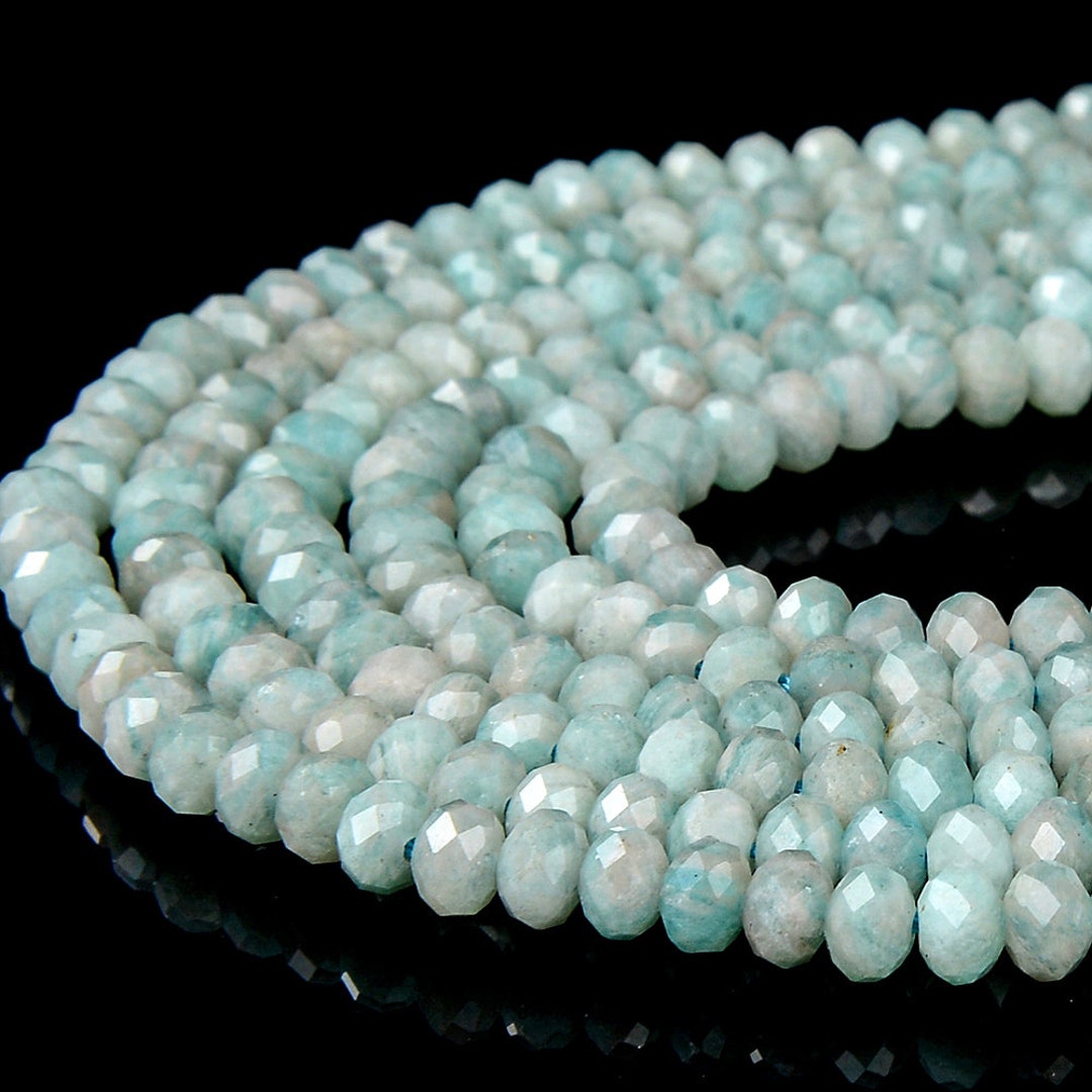 Natural Peruvian Amazonite Gemstone Grade A Micro Faceted Rondelle ...