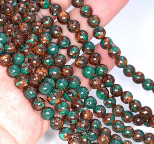 4mm Copper Bronze Malachite Gemstone Grade AAA Round Loose Beads 15.5 ...