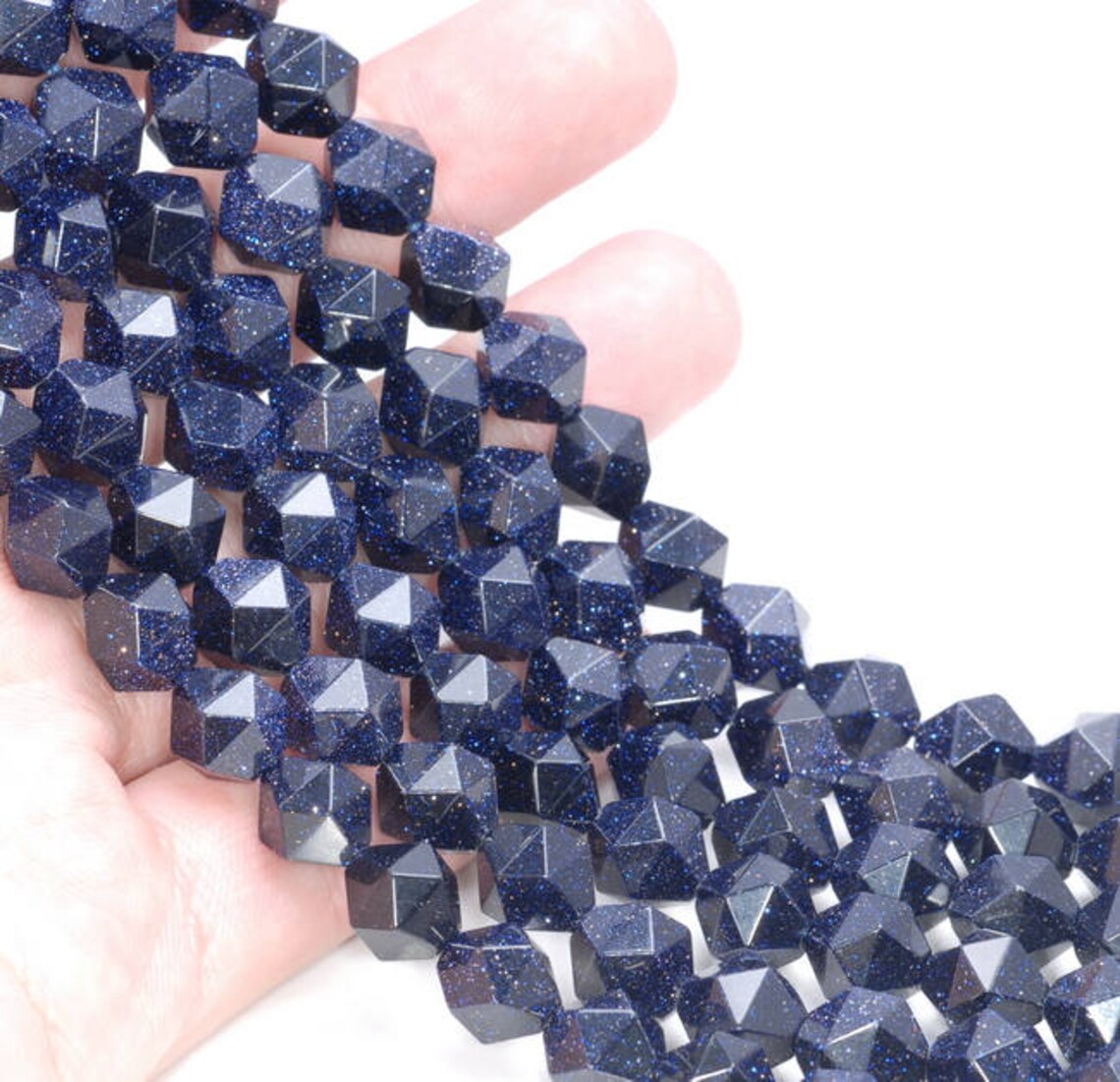 8MM Blue Sandstone Beads Star Cut Faceted Grade AAA Genuine Natural ...
