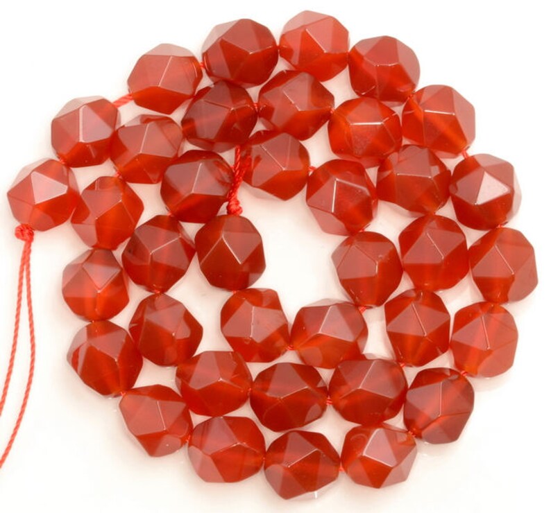 10MM Red Agate Beads Star Cut Faceted Grade AAA Genuine - Etsy