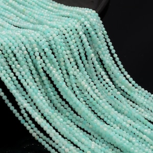 2MM Light Blue Amazonite Gemstone Grade AAA Micro Faceted Round Beads ...