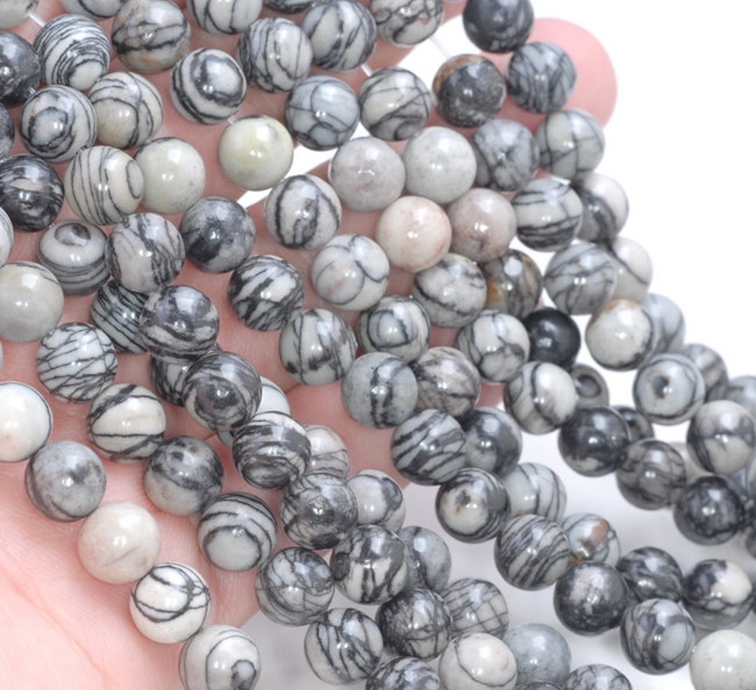 Genuine Natural Pinolith Zebra Jasper Gemstone Grade Aa Round 4mm 6mm ...