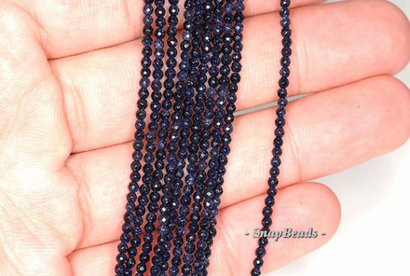 3MM Disco Blue Sandstone Gemstone, Blue, Faceted Round 3MM Loose Beads ...