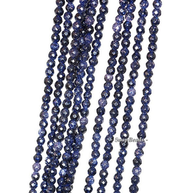 3MM Disco Blue Sandstone Gemstone, Blue, Faceted Round 3MM Loose Beads ...