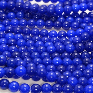 8MM Deep Blue Jade Gemstone Round Beads 15 Inch Full Strand BULK LOT 1 ...