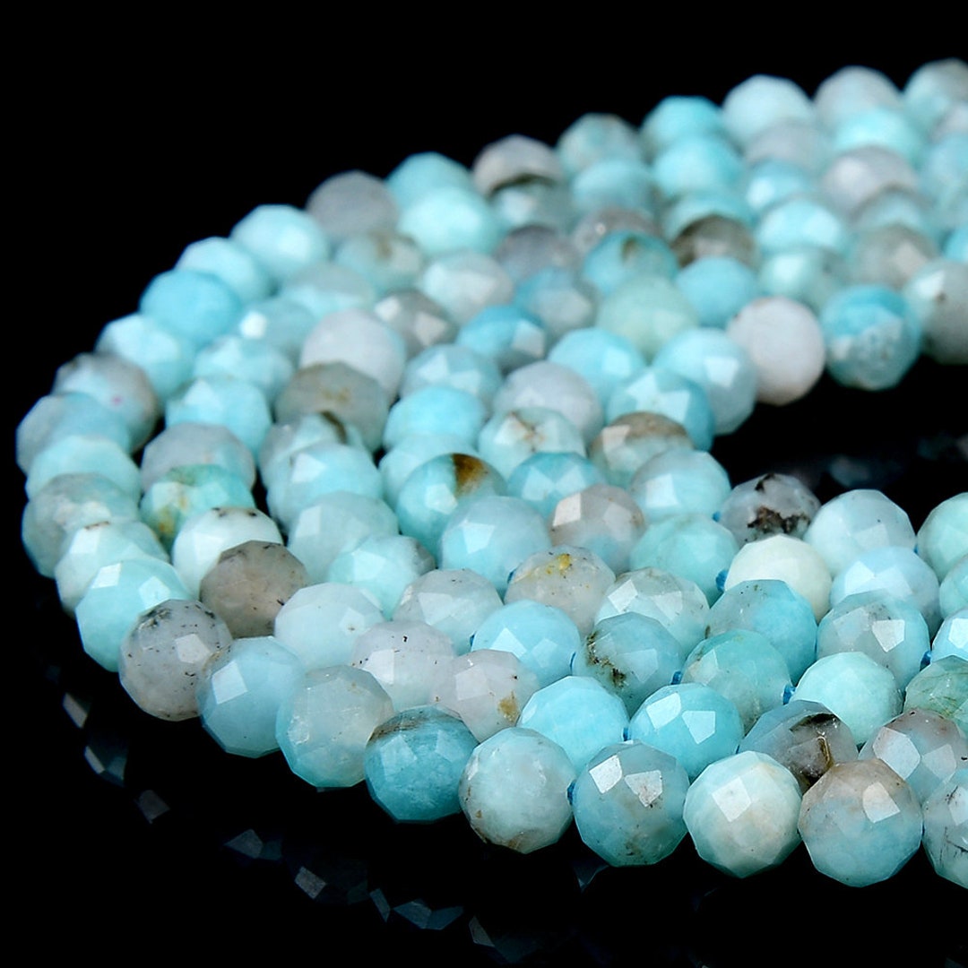 Natural Peruvian Amazonite Gemstone Grade AA 5MM Micro Faceted Round ...