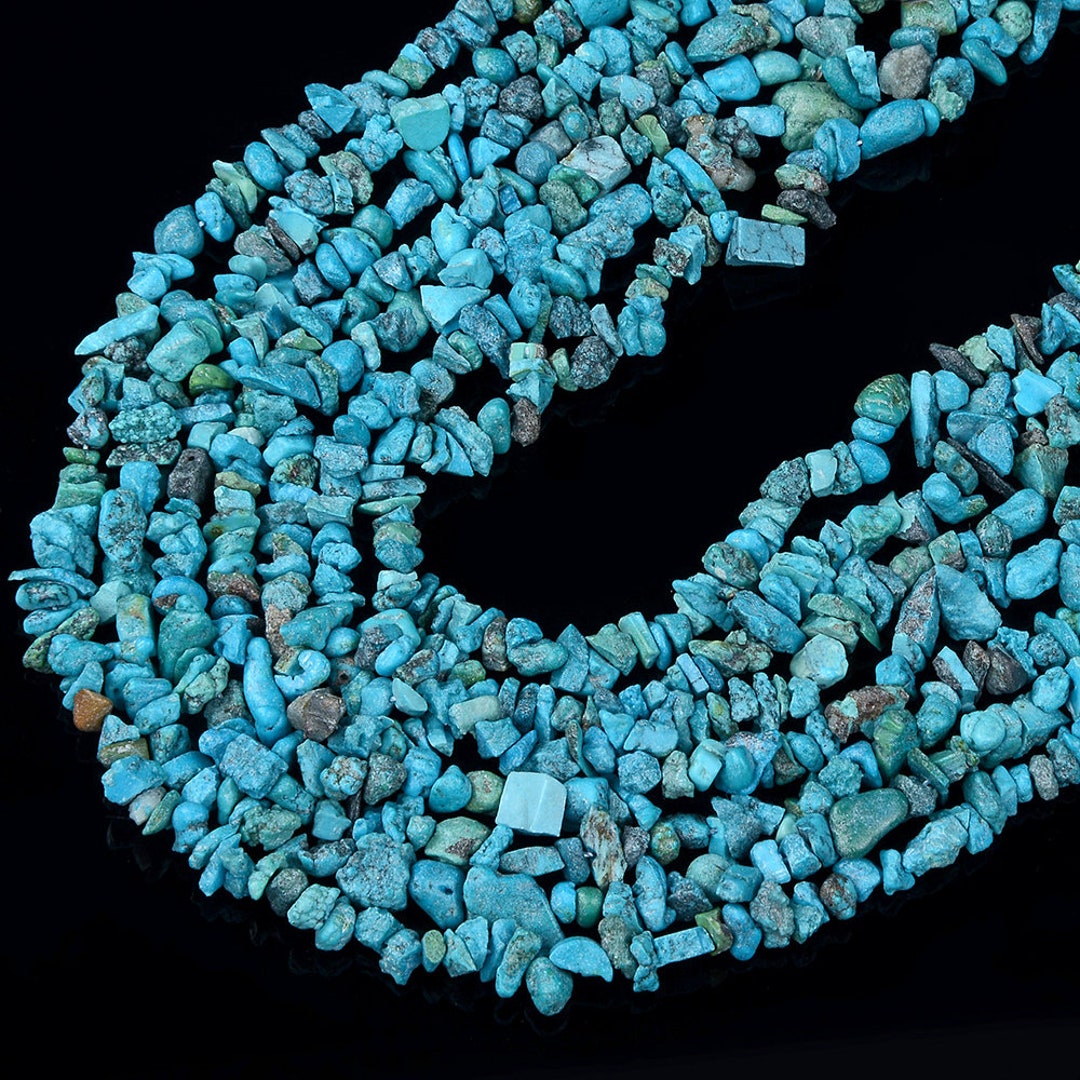 100% Genuine Natural Rough Blue Turquoise Gemstone 4-7MM Pebble Nugget ...