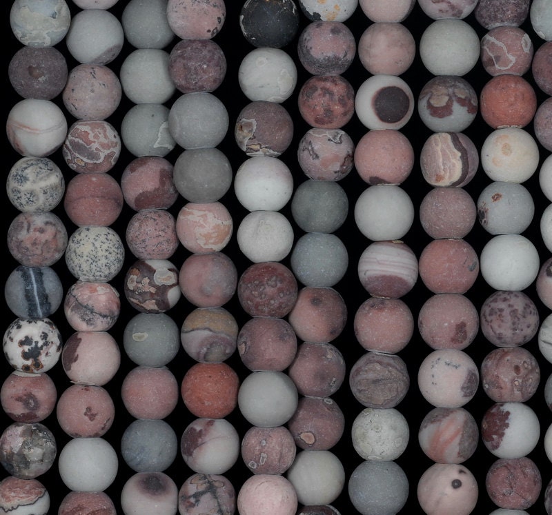 6mm Frosted Matte Painting Jasper Gemstone Pink Grade AAA | Etsy