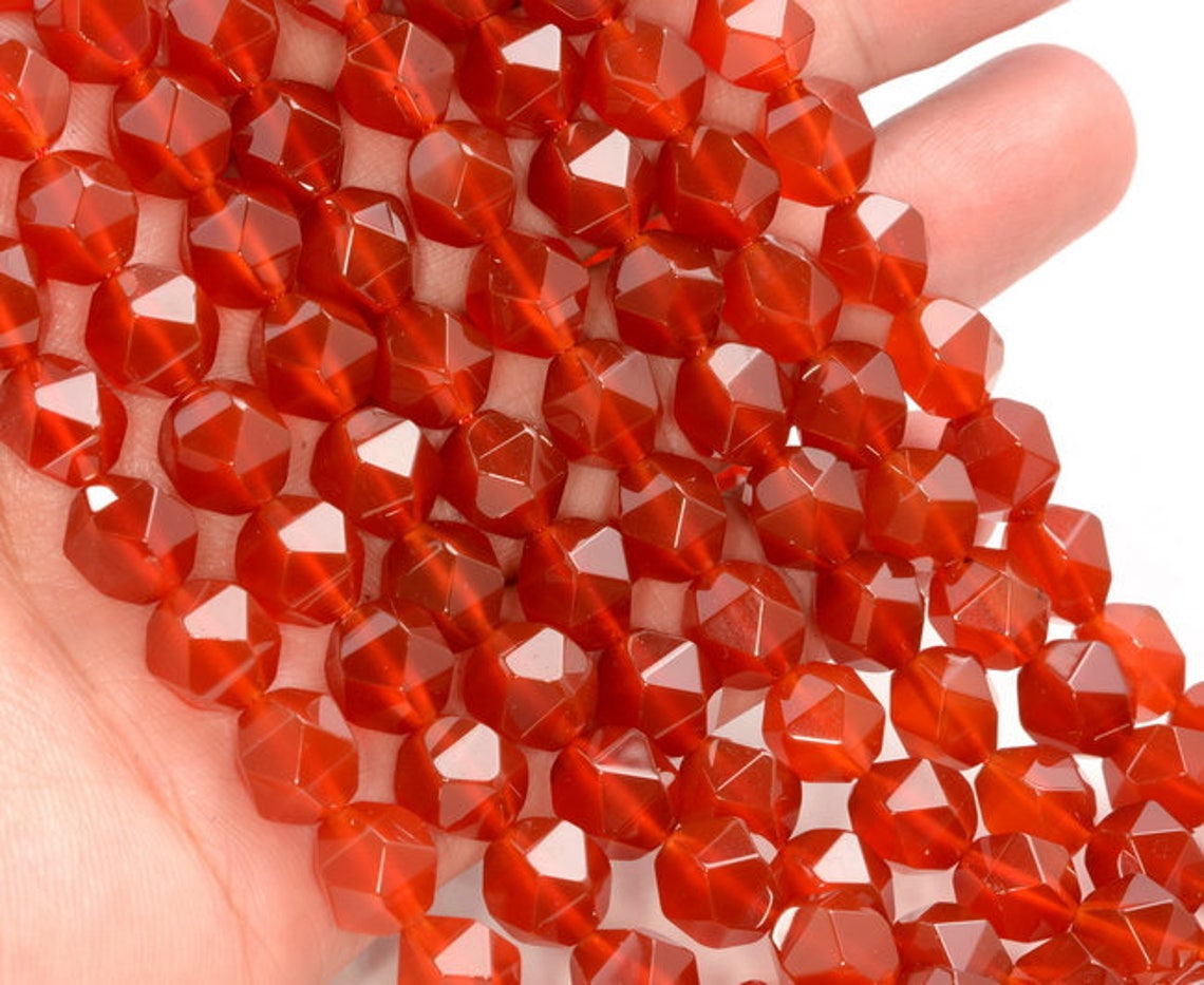 10MM Red Agate Beads Star Cut Faceted Grade AAA Genuine - Etsy