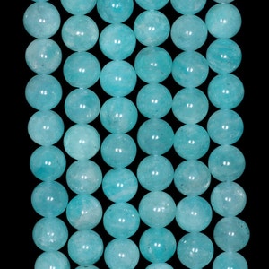 7mm Aqua Amazonite Gemstone Aqua Blue Grade AAA Round Loose Beads 15.5 ...