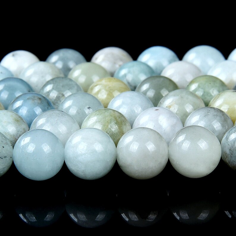 Natural Aquamarine Gemstone Grade A Round 7-8MM Loose Beads BULK LOT 1 ...