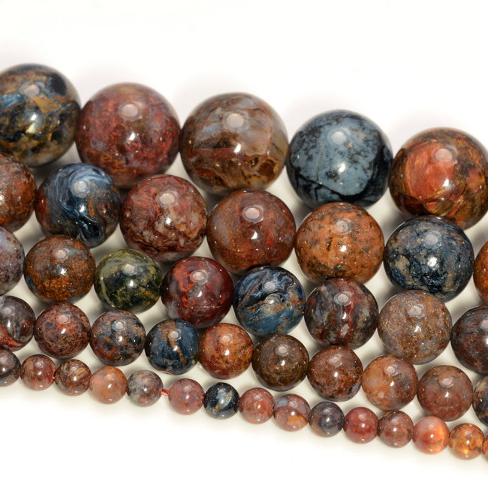 Genuine African Pietersite Gemstone Grade AA Blue Brown Red 4mm 6mm 8mm ...