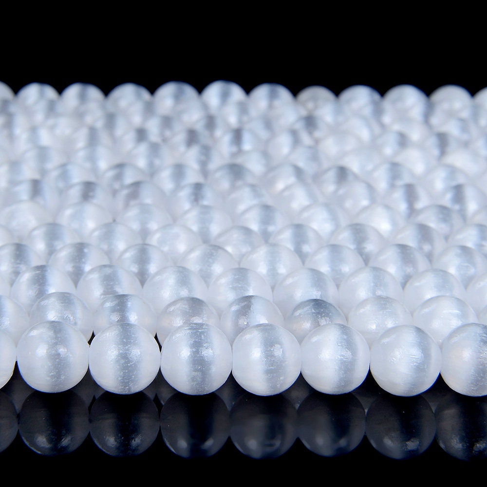 12mm Genuine Selenite White Cat's Eye Smooth Gemstone - Etsy