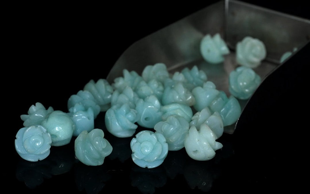 8MM Amazonite Gemstone Carved Flower Beads BULK LOT 5,10,20,30,50 ...