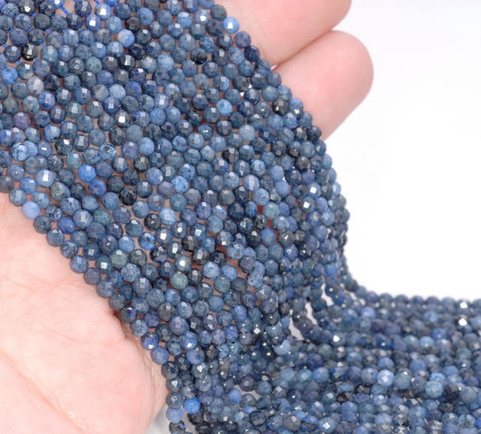 3mm Rare Blue Dumortierite Gemstone Grade AAA Micro Faceted Blue Round ...